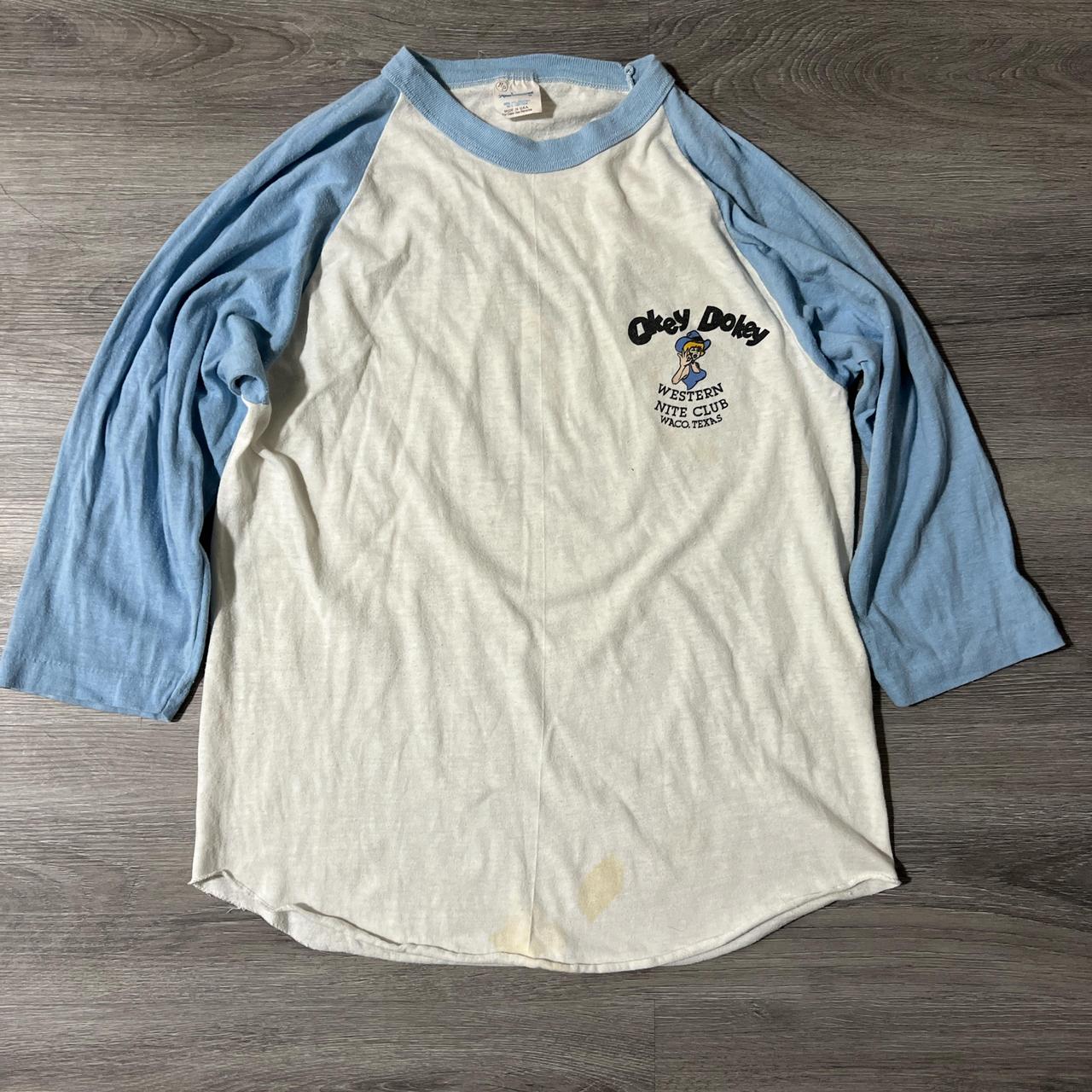 1970s 80s okey dokey western nite club raglan... | Depop
