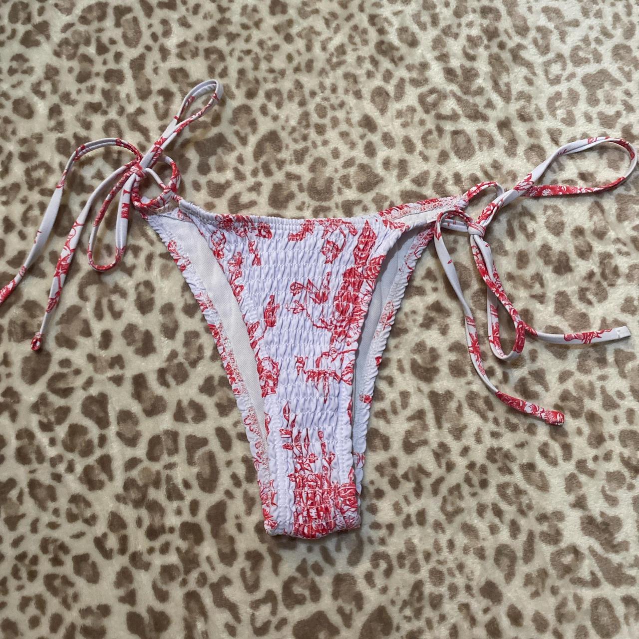 White and Pink bikini bottoms never worn, very cheeky | Depop