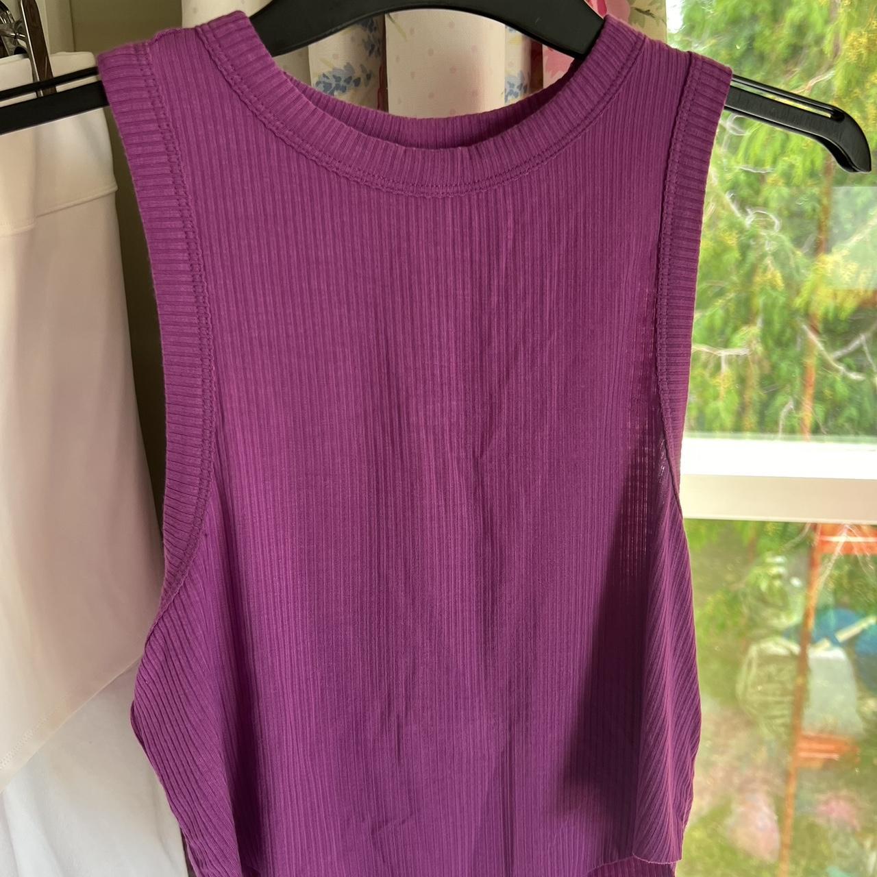 Purple ribbed tank top -super cute and... - Depop