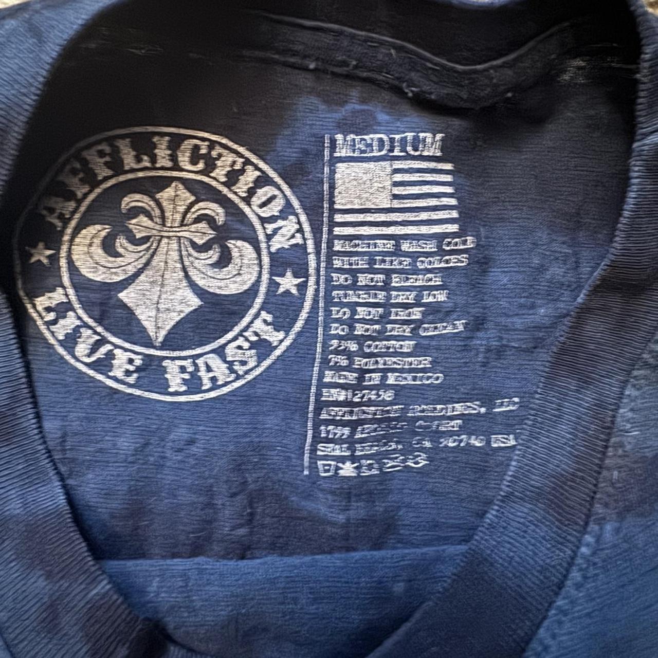 RARE BLUE AFFLICTION SHIRT SIZE MEDIUM FLAW ON THE... | Depop