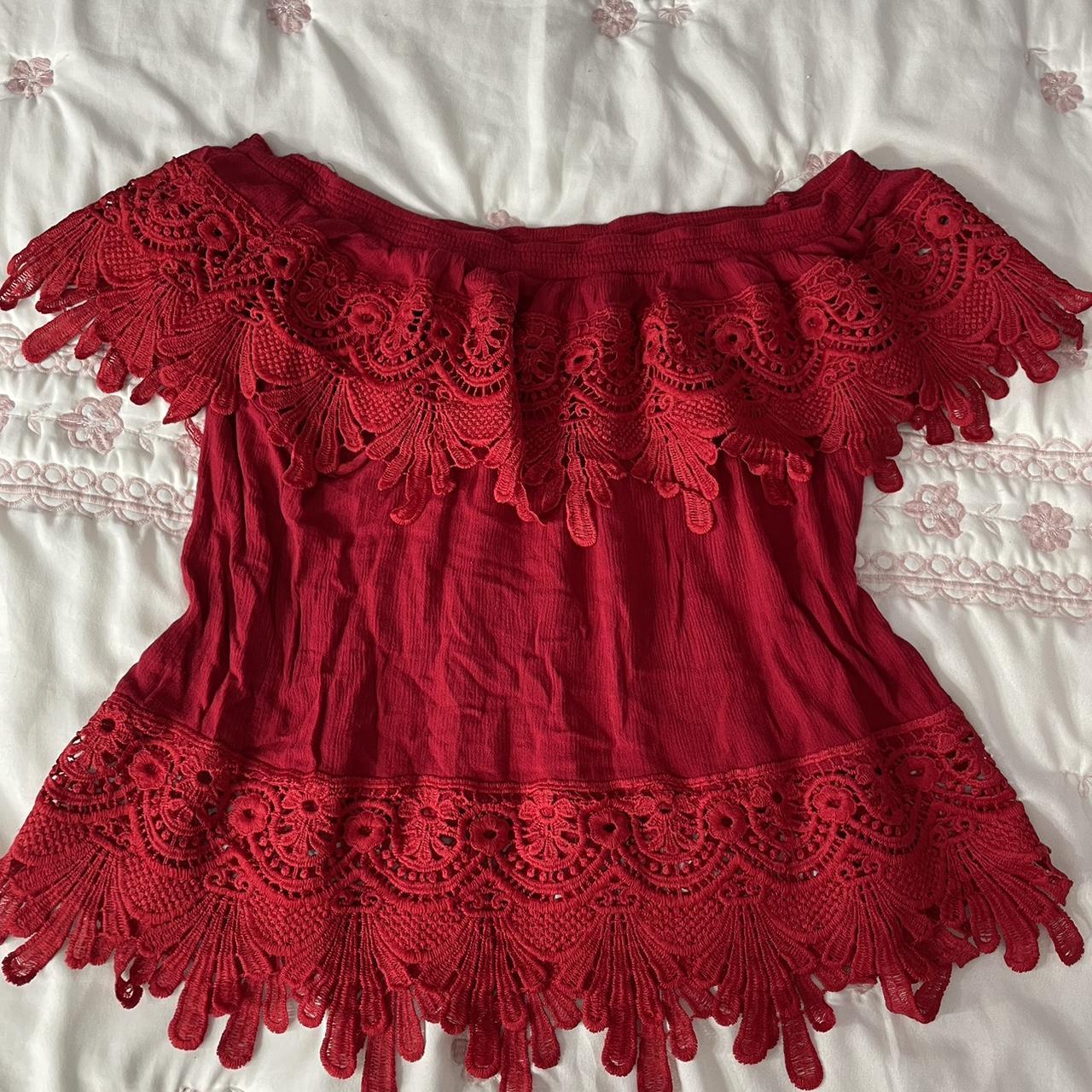 beautiful red blouse for women 👛 in perfect... - Depop