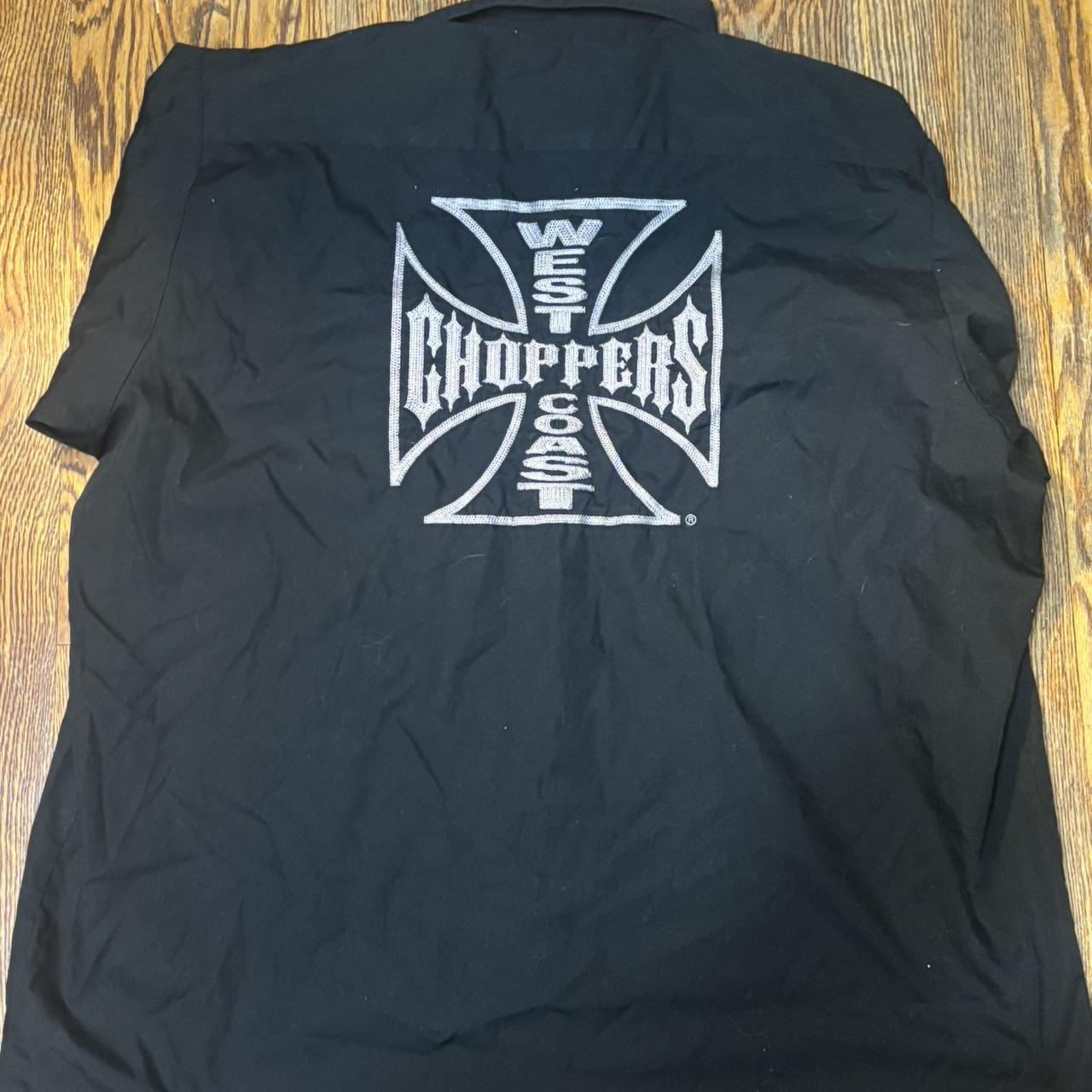 West coast Choppers button up with embroidery... - Depop