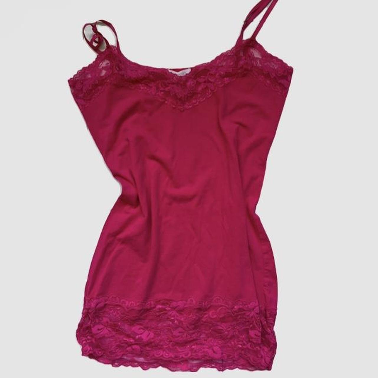 Early 2000s mcbling hot pink tank top with thick... - Depop