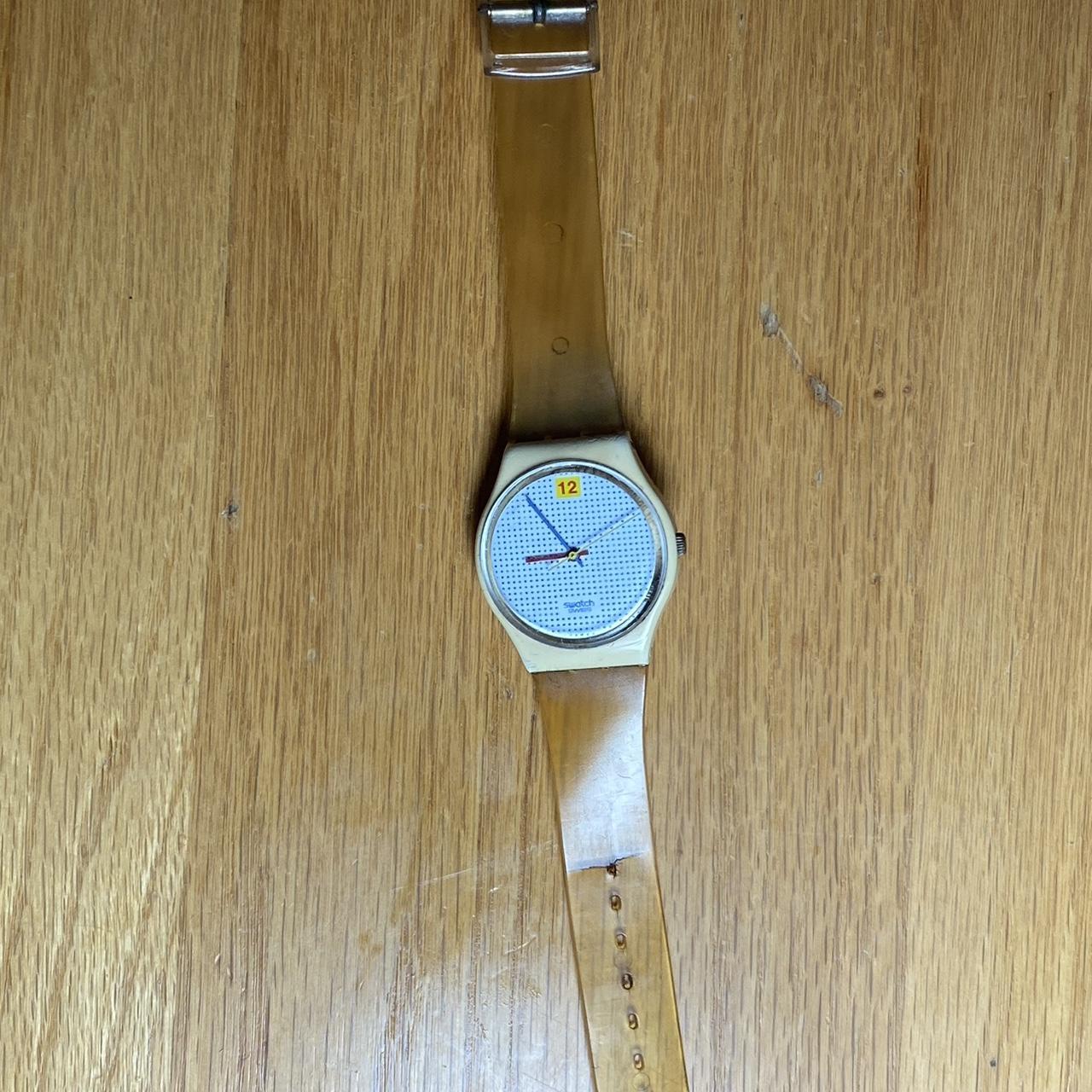 Vintage swatch, watch, translucent band, blue, red,... | Depop
