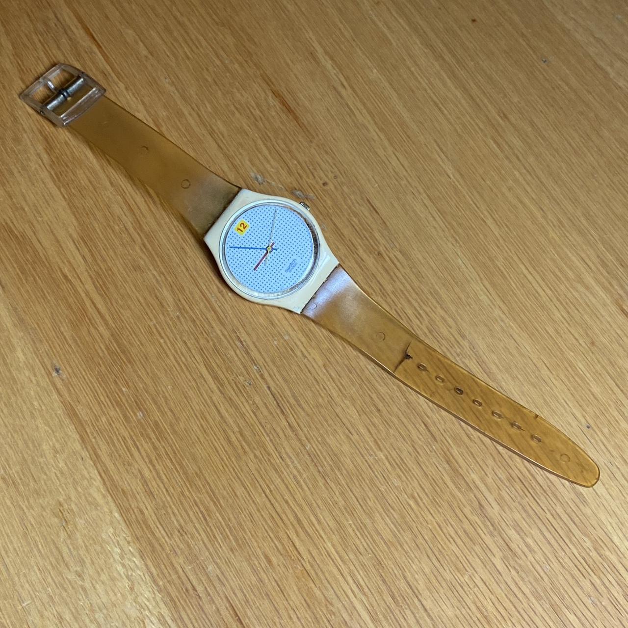 Vintage swatch, watch, translucent band, blue, red,... | Depop
