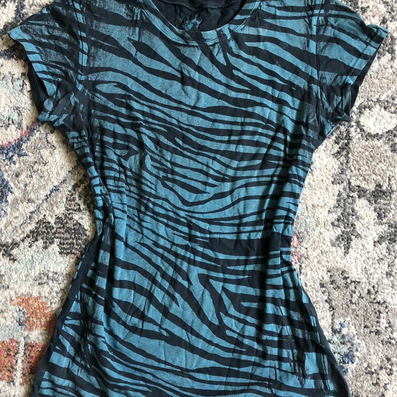 •Blue and black zebra print top #zebraprint #emo... - Depop