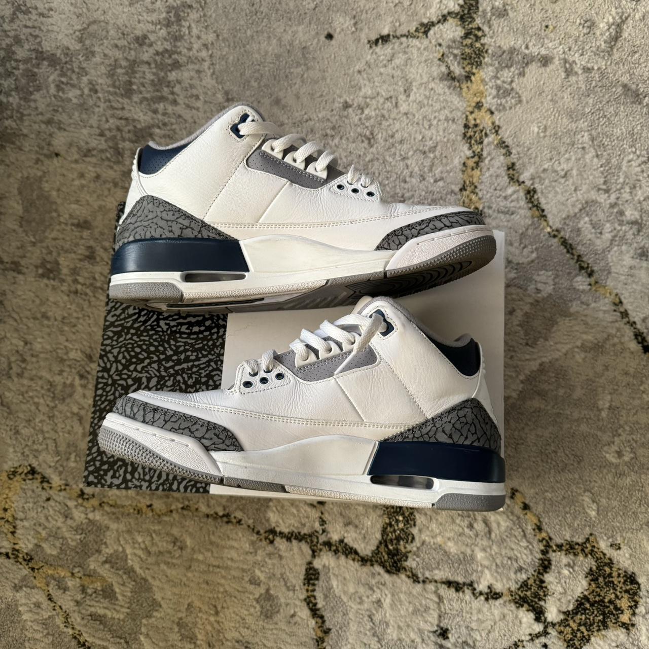 Jordan 3 navy Size 9.5 Box included - Depop