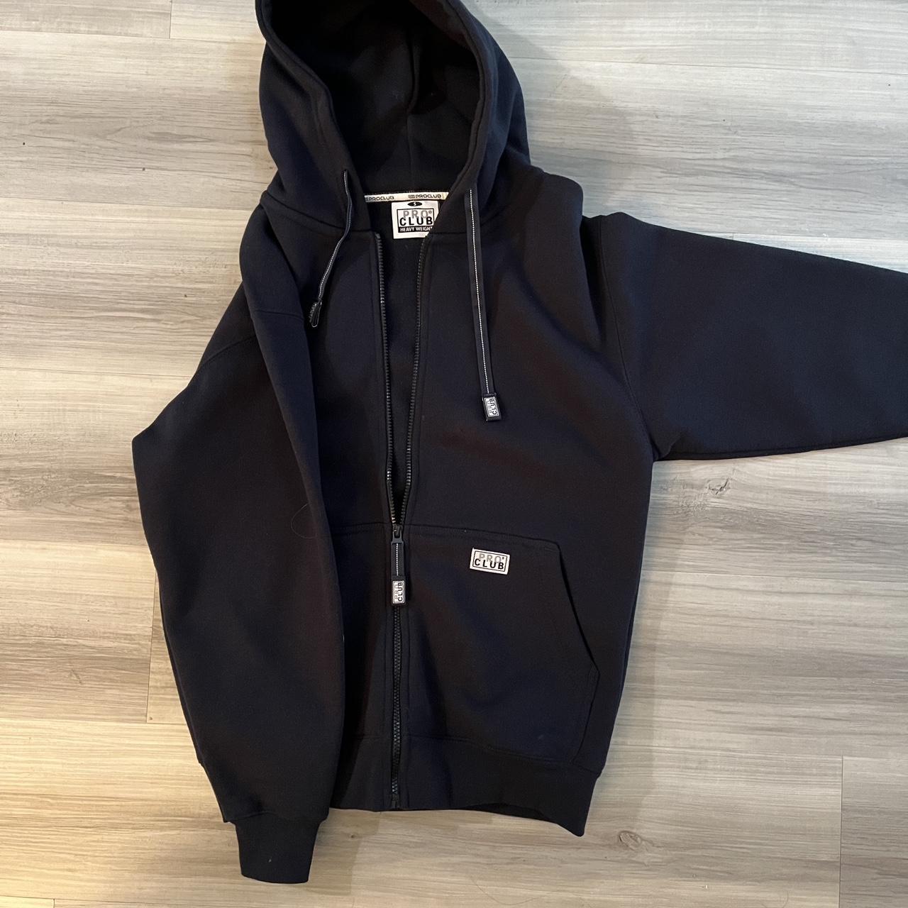 Navy Pro Club heavyweight zip-up hoodie #hoodie... - Depop