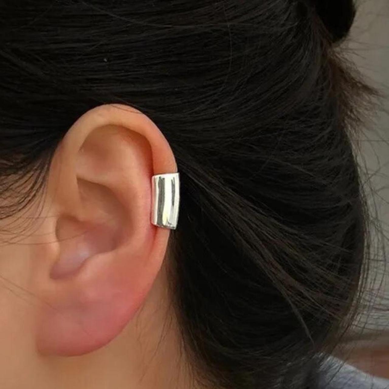 Single one piece of Unisex Silver ear cuff Bohemian... - Depop