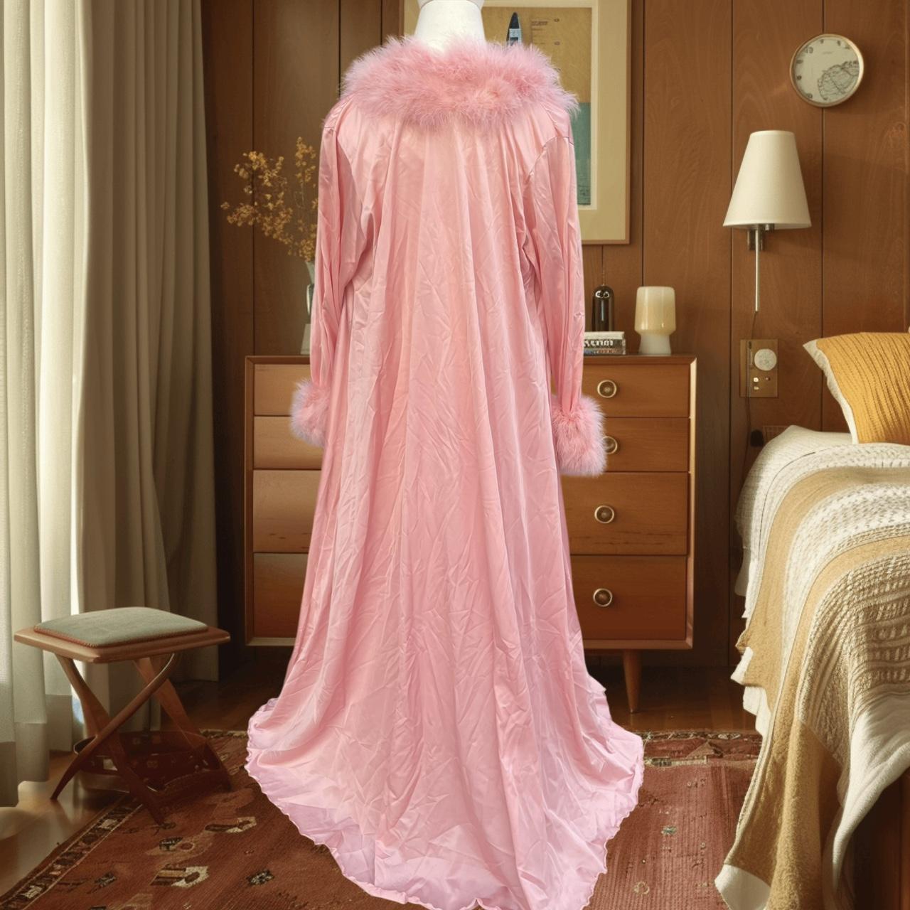 Rare Vintage 60s Pink Marabou Nightgown & Peignoir... - Depop