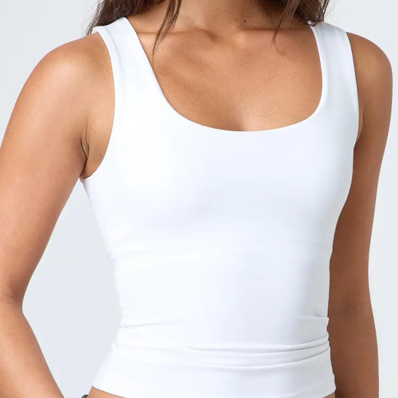 Glassons Scoop Neck Supersoft Tank (White) No stains... - Depop