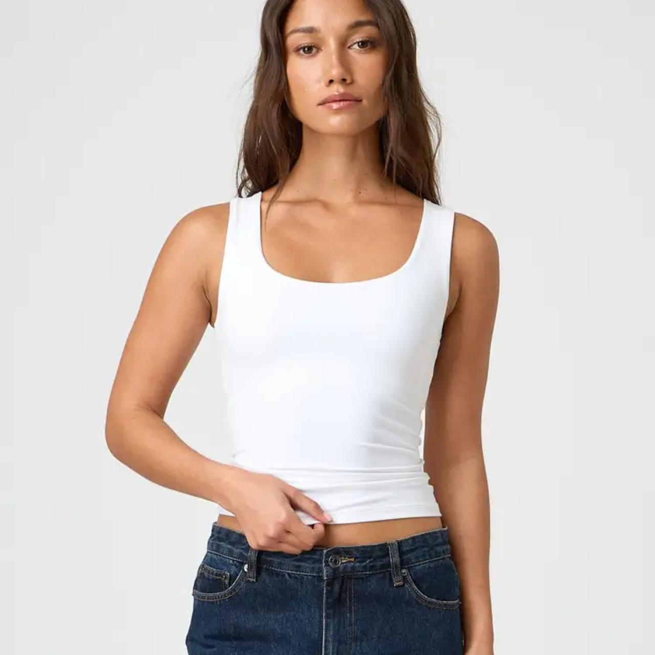 Glassons Scoop Neck Supersoft Tank (White) No stains... - Depop