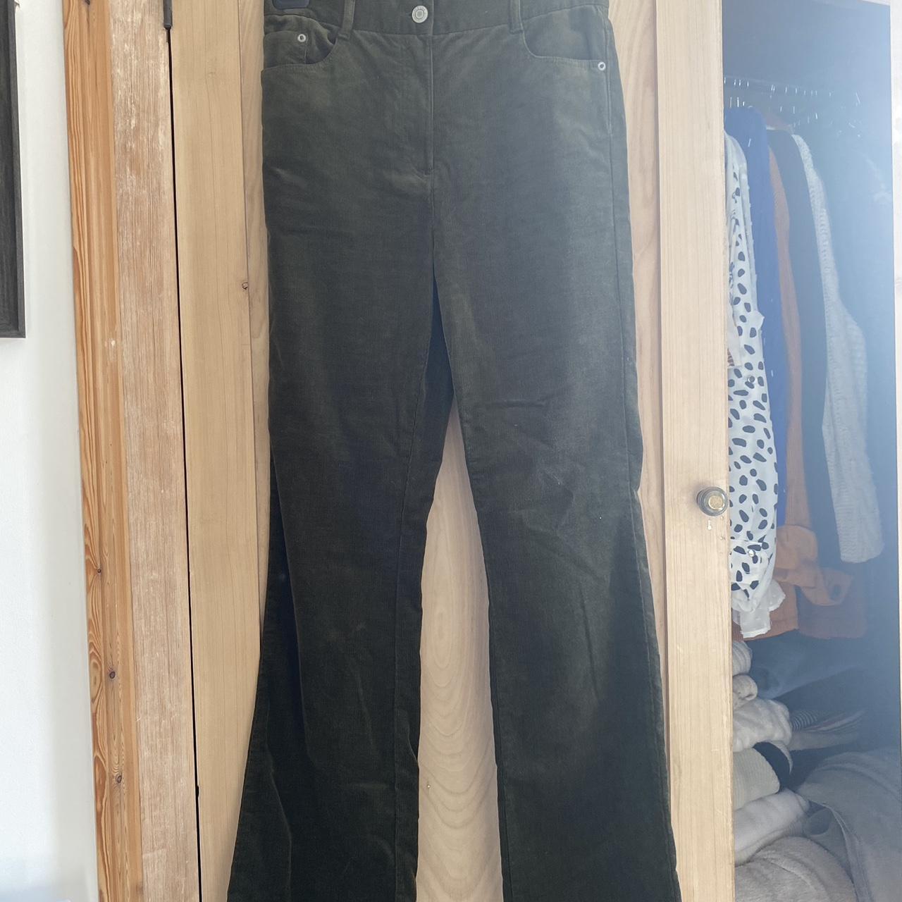 Dark joss green corduroy bell bottom trousers Size... - Depop
