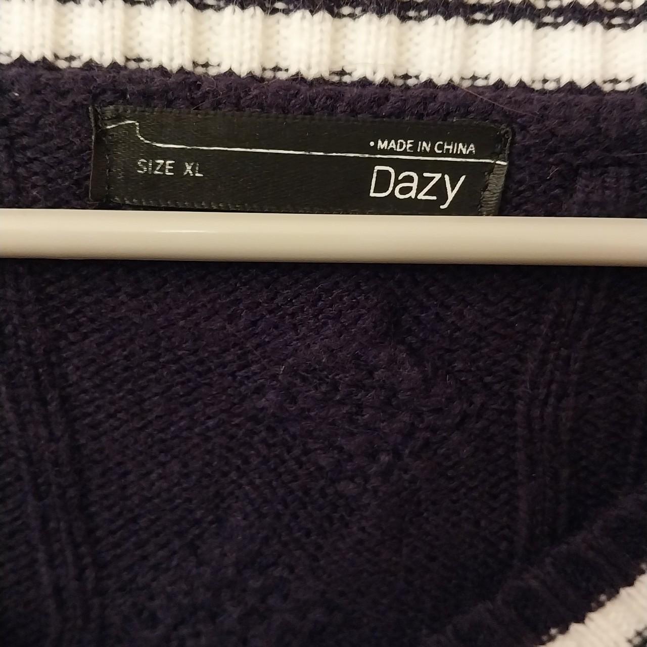 Dazy brand academia sweater, dark navy blue color... - Depop