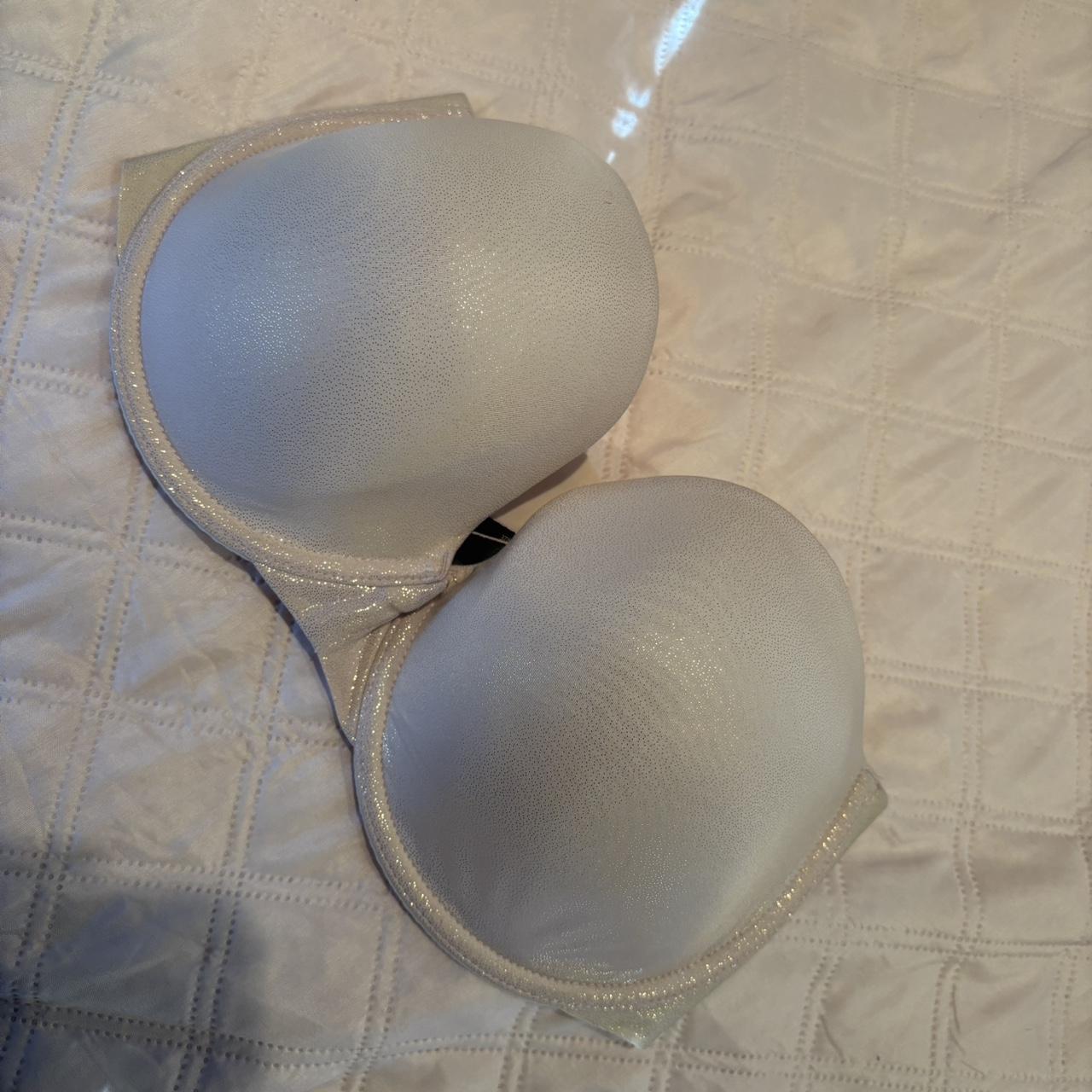 White padded bra with silver sparkles #lingerie #vs... | Depop