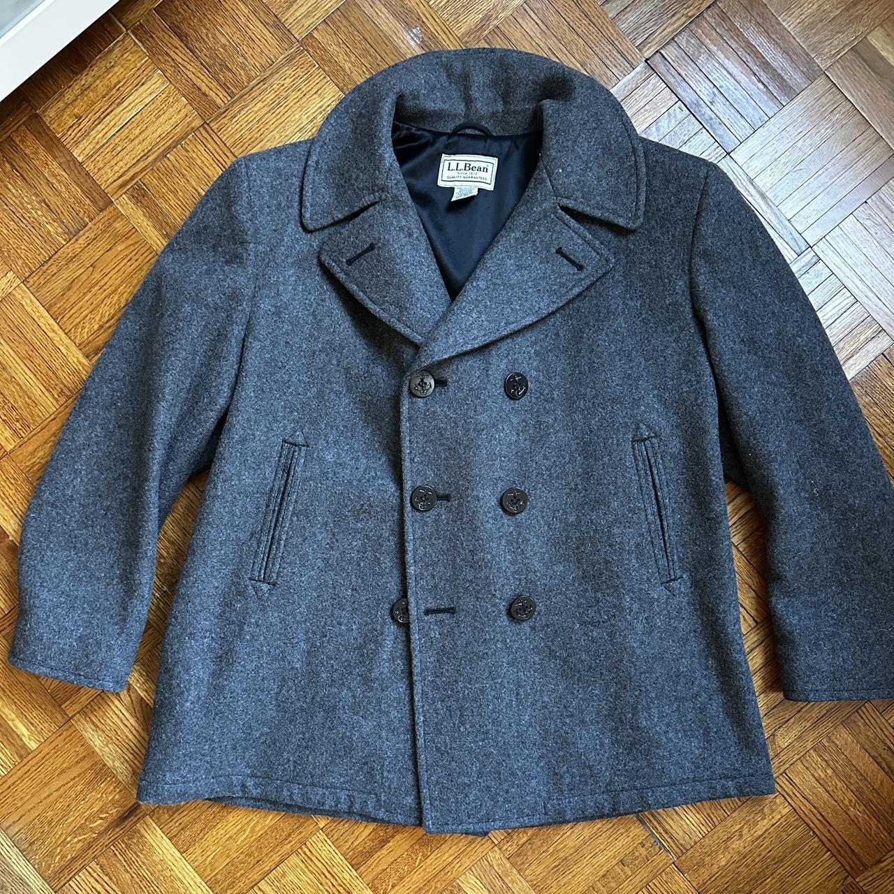 L.L. Bean XL grey Peacoat, worn once, great... - Depop