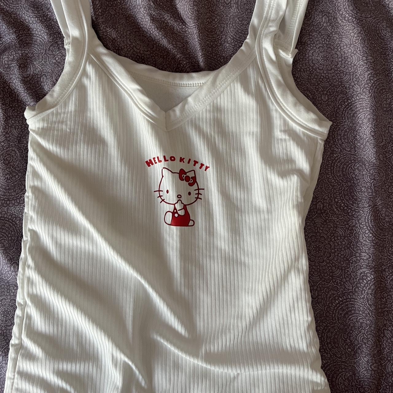 Small white hello kitty tank top thick and soft - Depop