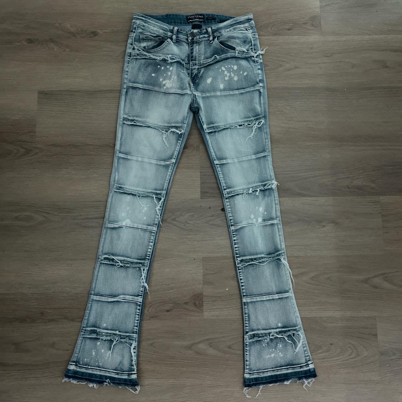 blue stacks jeans - Depop