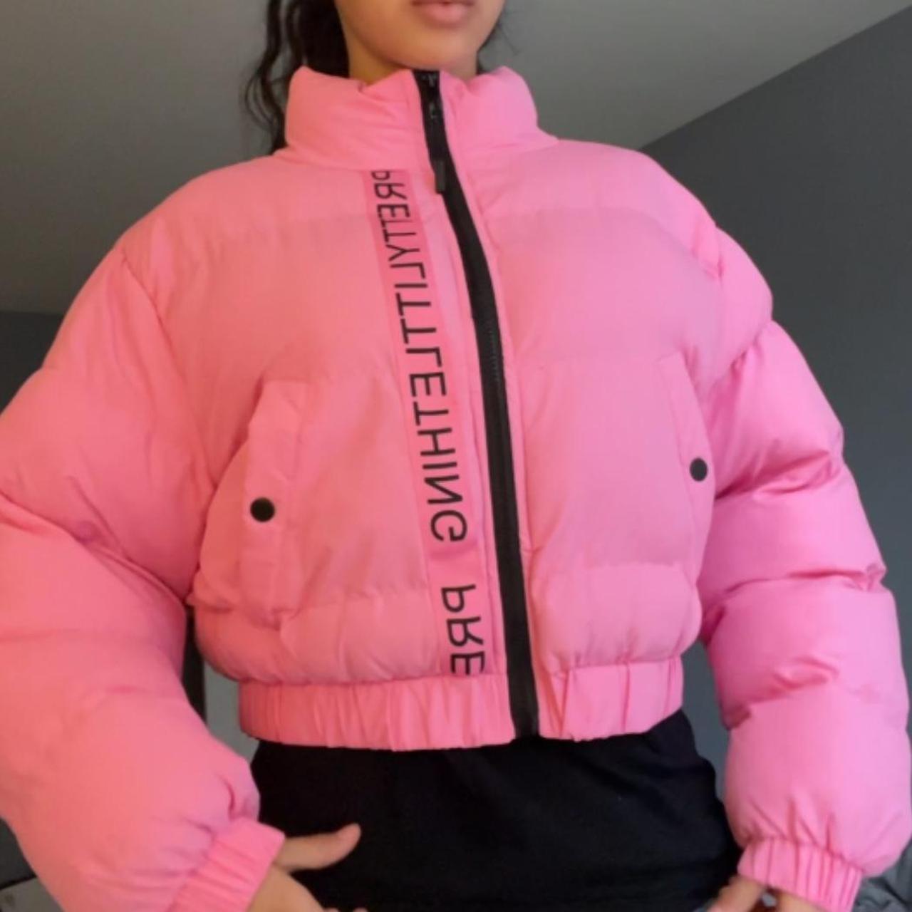 Fashion nova Barbie pink cropped puffer jacket... - Depop