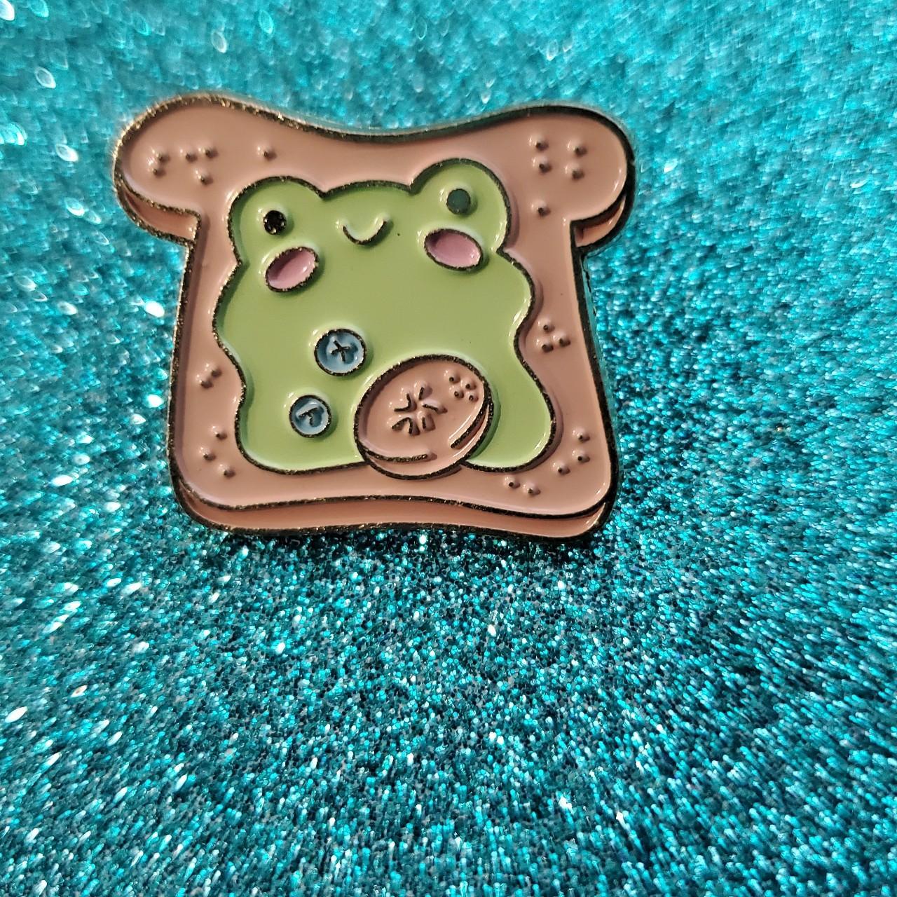 Cute Frog Toast Enamel Pin - Depop