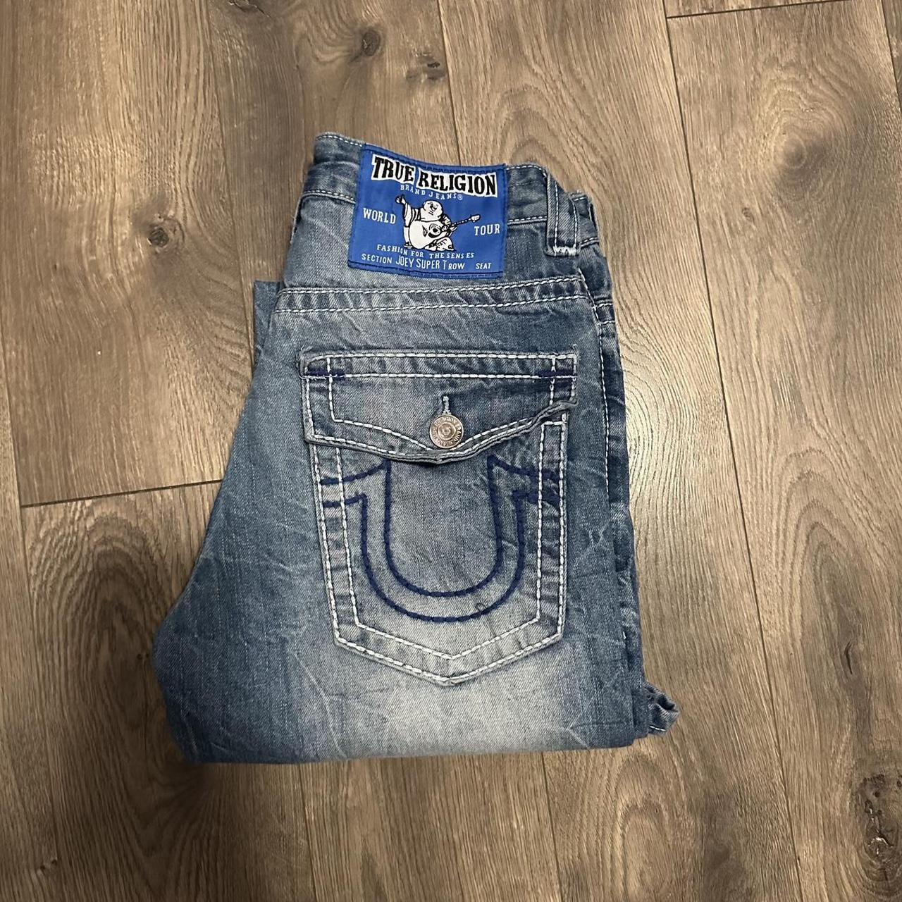 Light blue true religion jeans straight fit with... | Depop