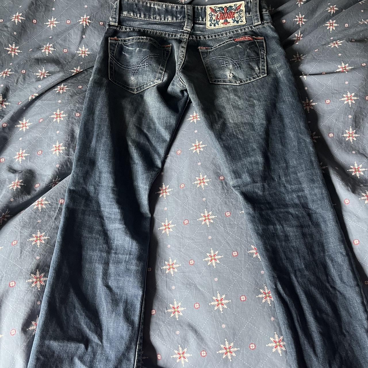 🌹Low rise flared Indian rose jeans🌹 - Depop