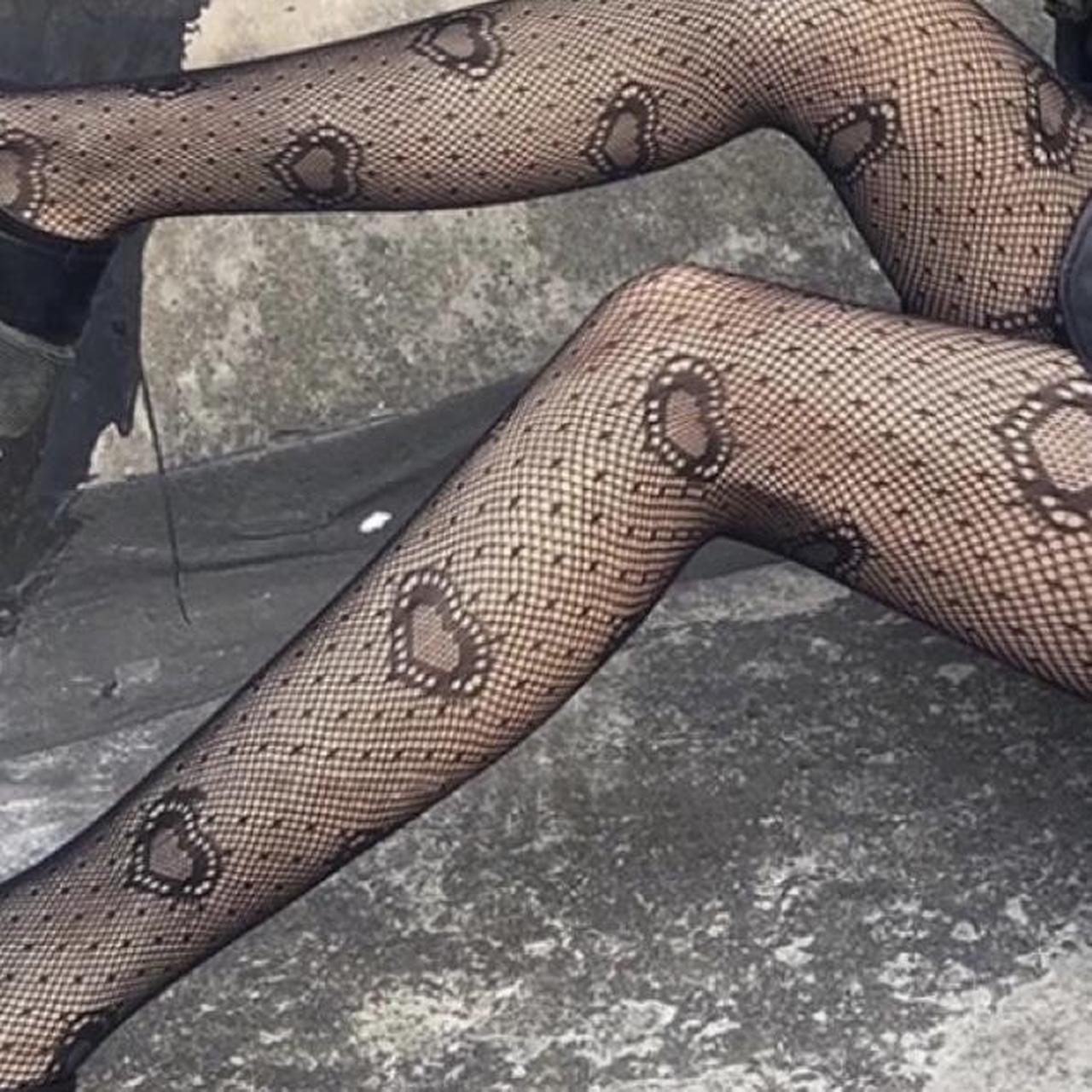 Heart fishnet tights in Black #grunge #goth #emo... - Depop