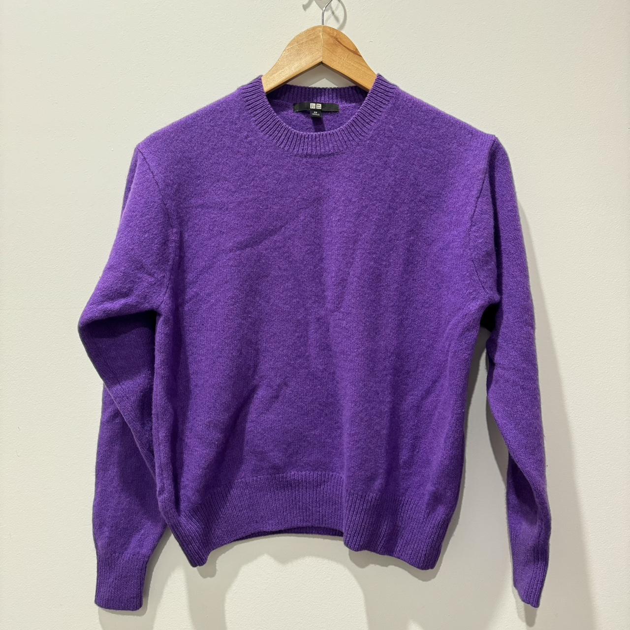 Uniqlo purple jumper 100% pure wool Size XS... - Depop