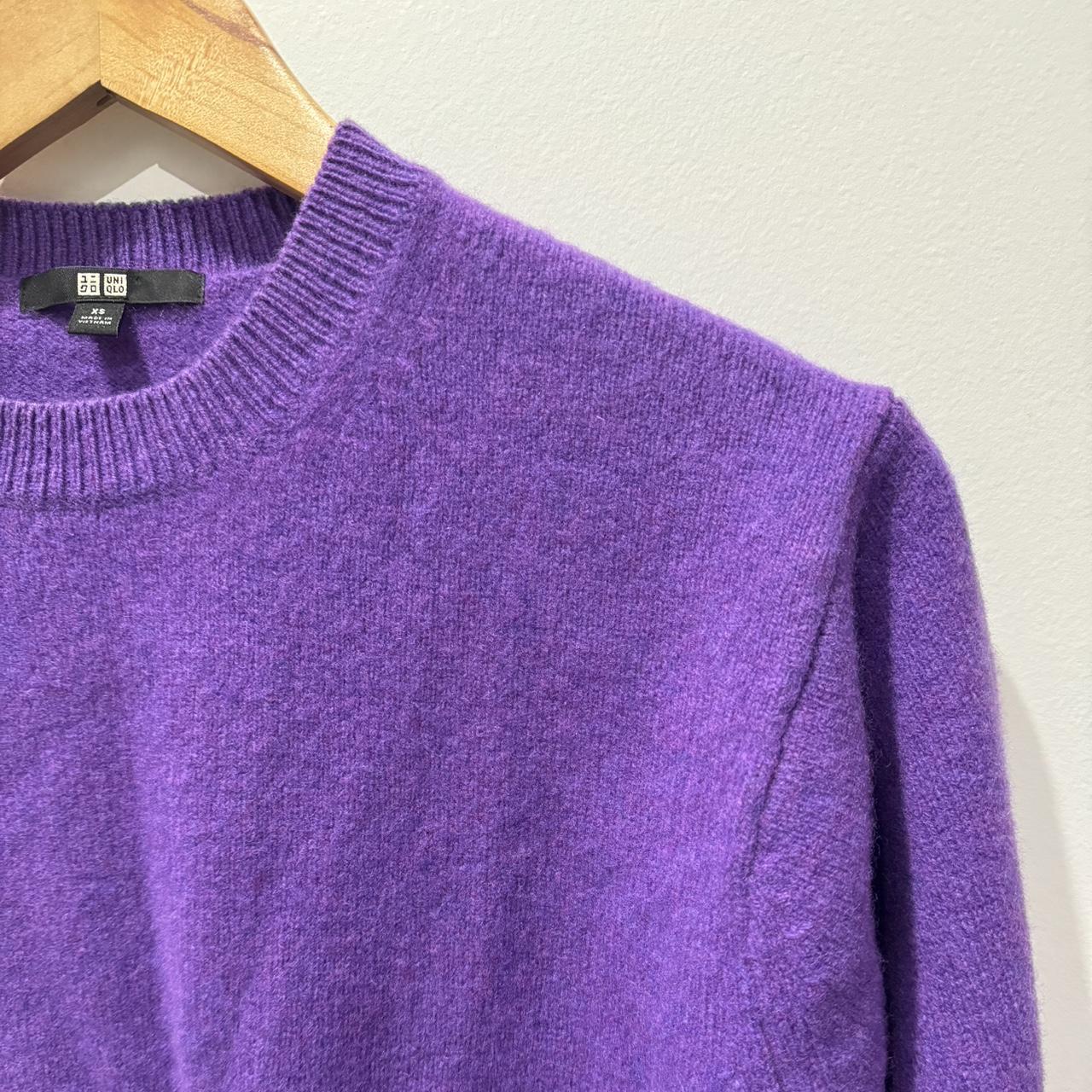 Uniqlo purple jumper 100% pure wool Size XS... - Depop