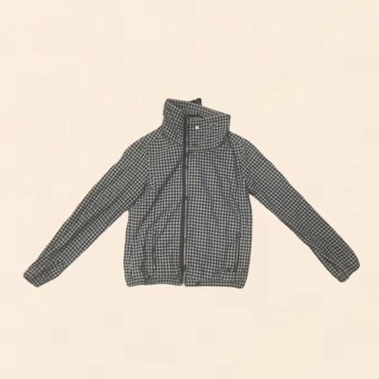 Checkered blue and grey DC thin jacket top with with... - Depop