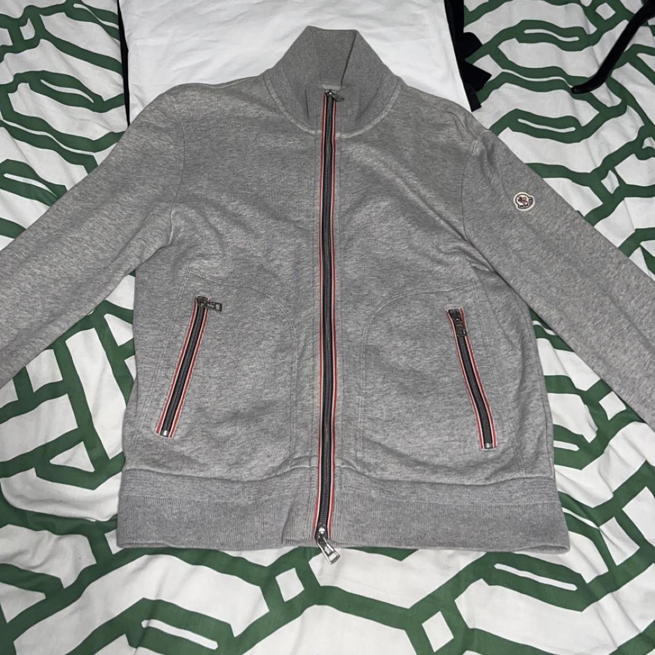 Grey Moncler zipper great condition, open to offers - Depop