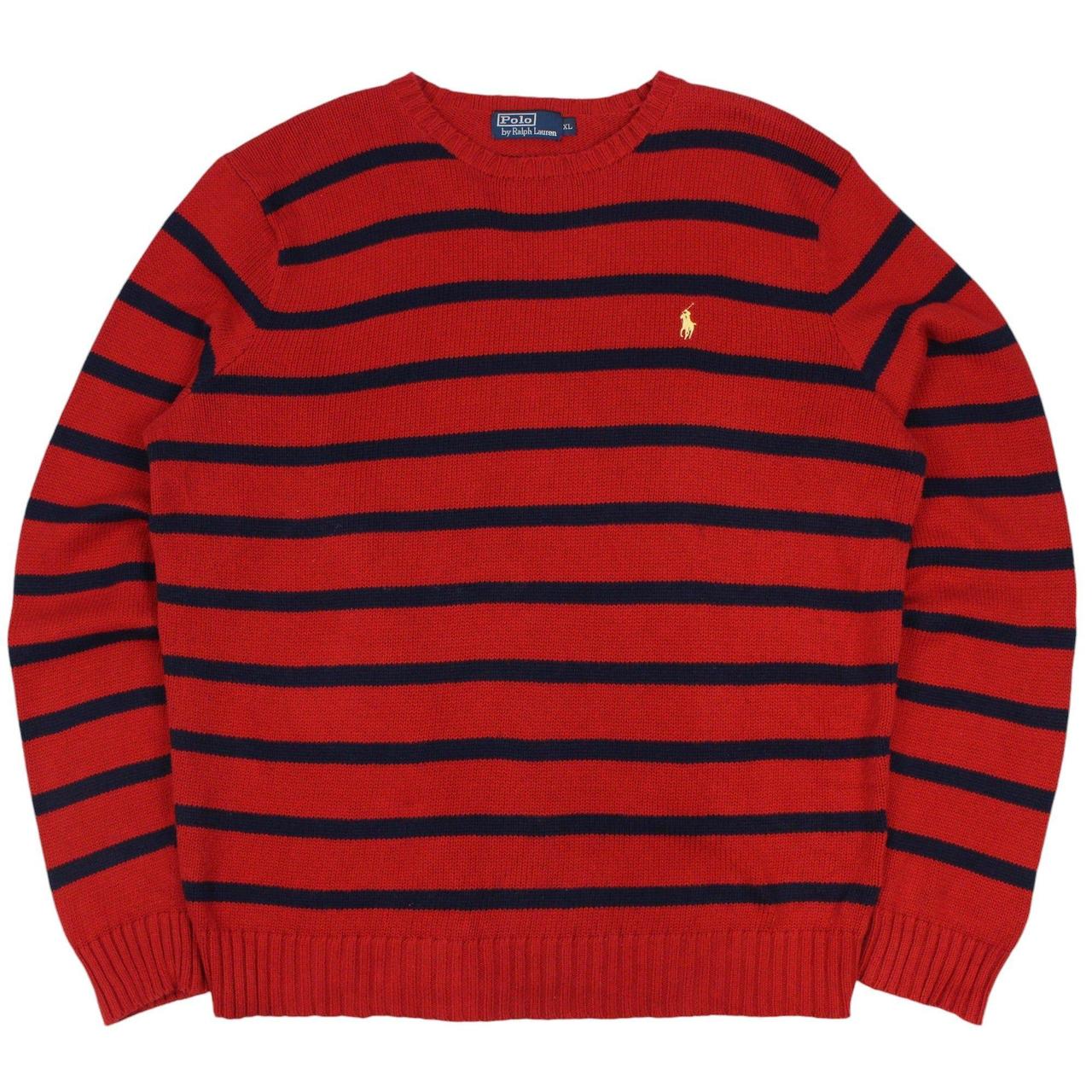 00s Polo Ralph Lauren Red Heavy Knit Jumper... - Depop