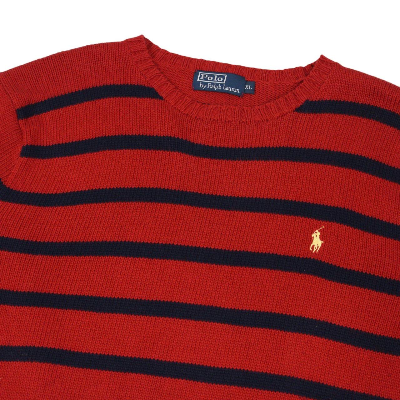 00s Polo Ralph Lauren Red Heavy Knit Jumper... - Depop