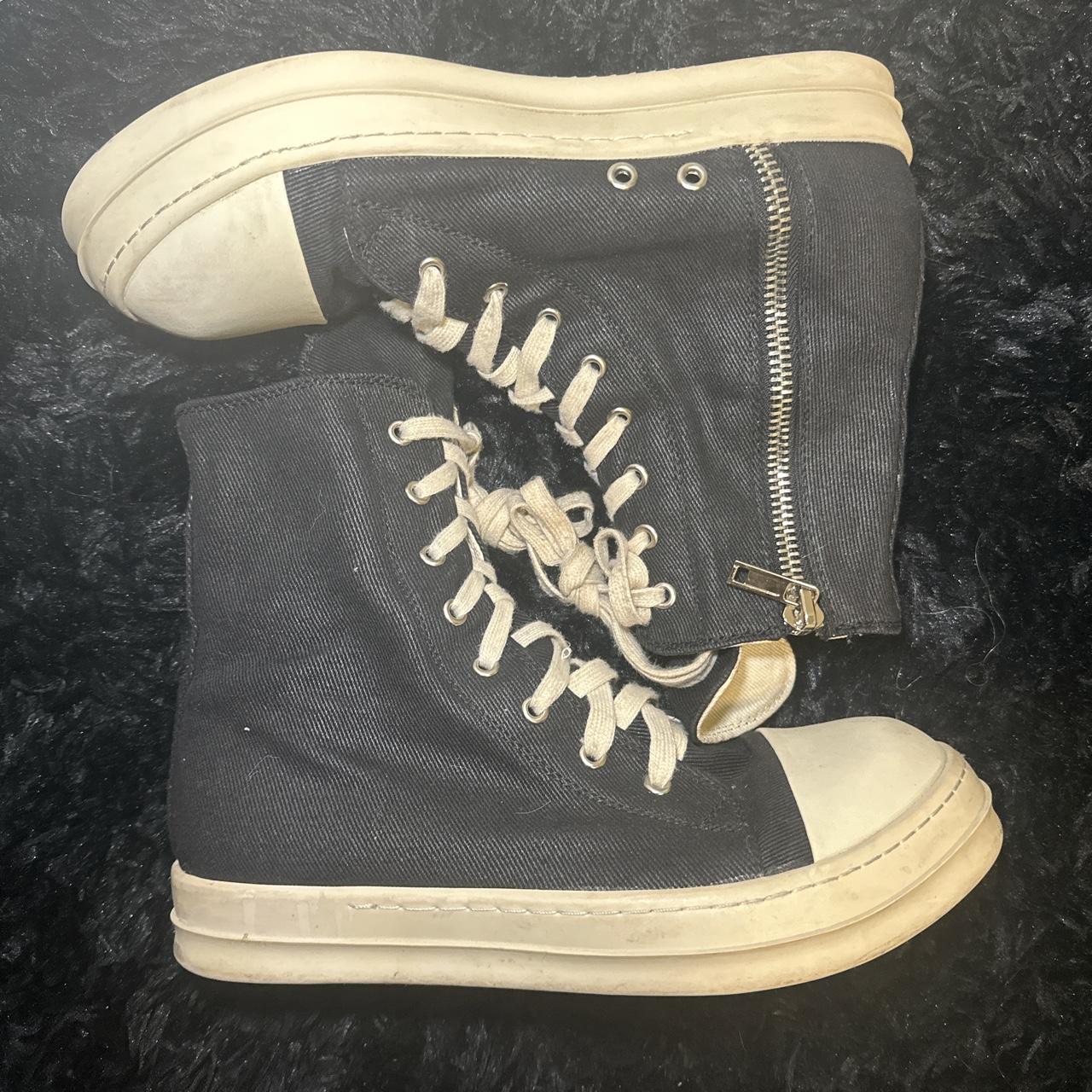 Rick Owen round toe high top sneakers - Depop