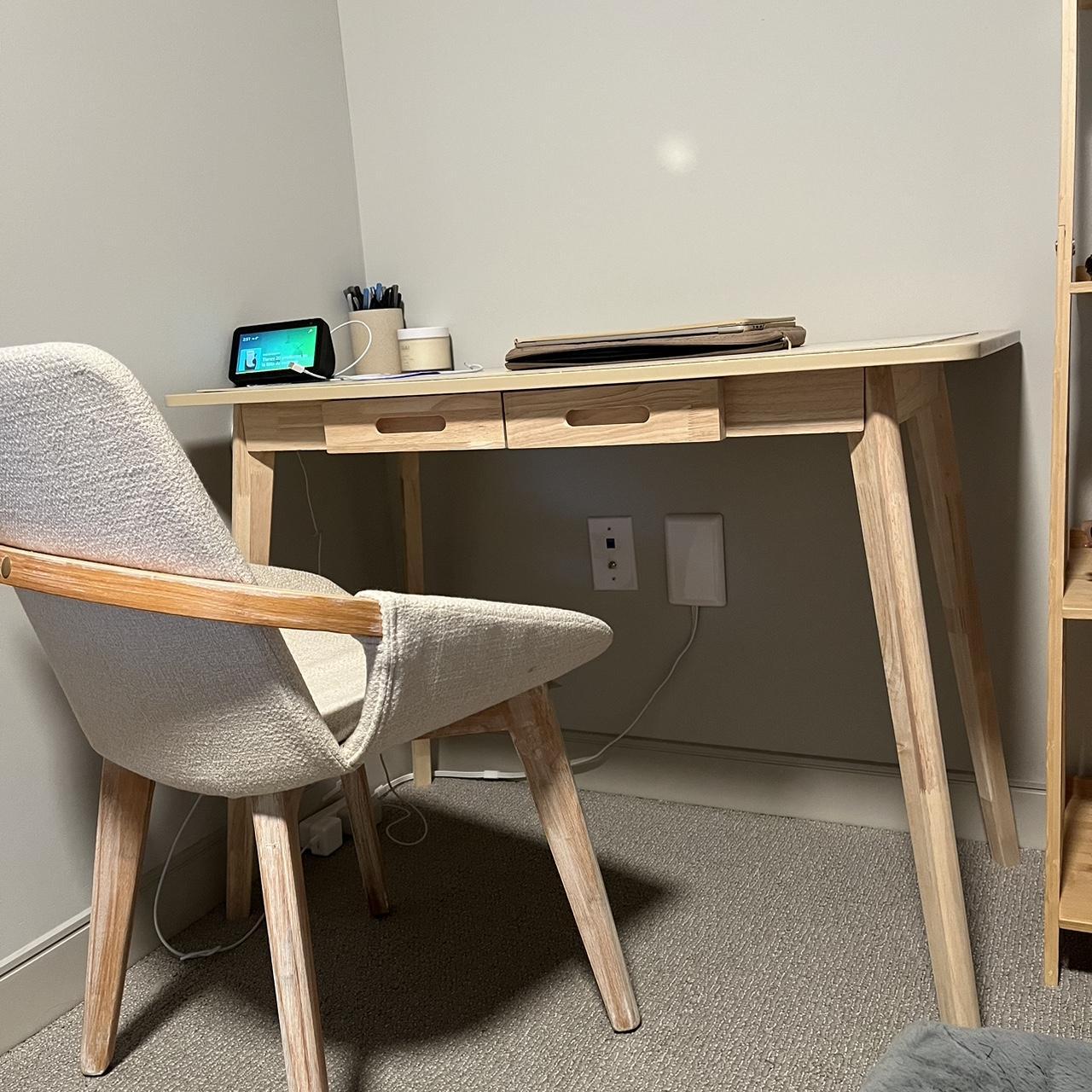 Oak desk and chair Desk 100 Chair 50 - Depop