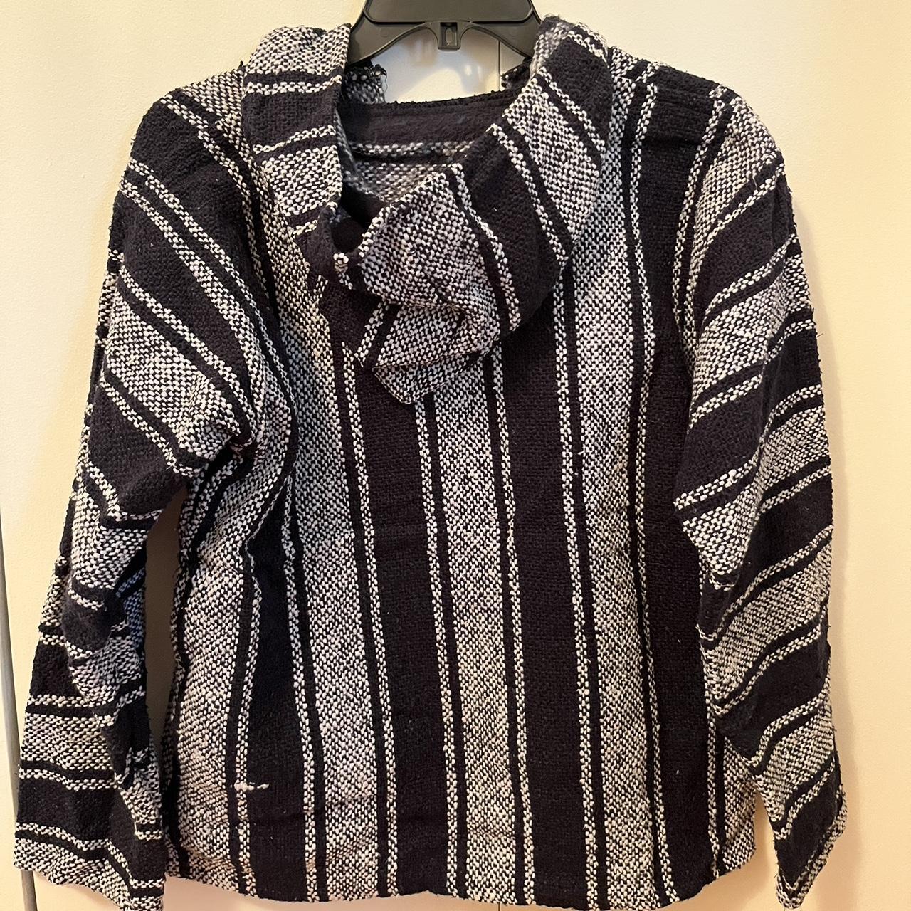Navy, gray, and white “drug rug” hoodie. Great beach... - Depop
