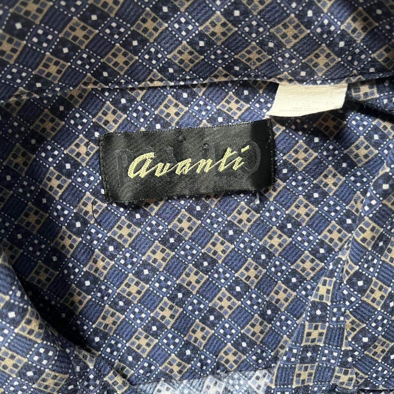 Avanti Shirt Men's Blue Check Plaid Rayon Soft... - Depop