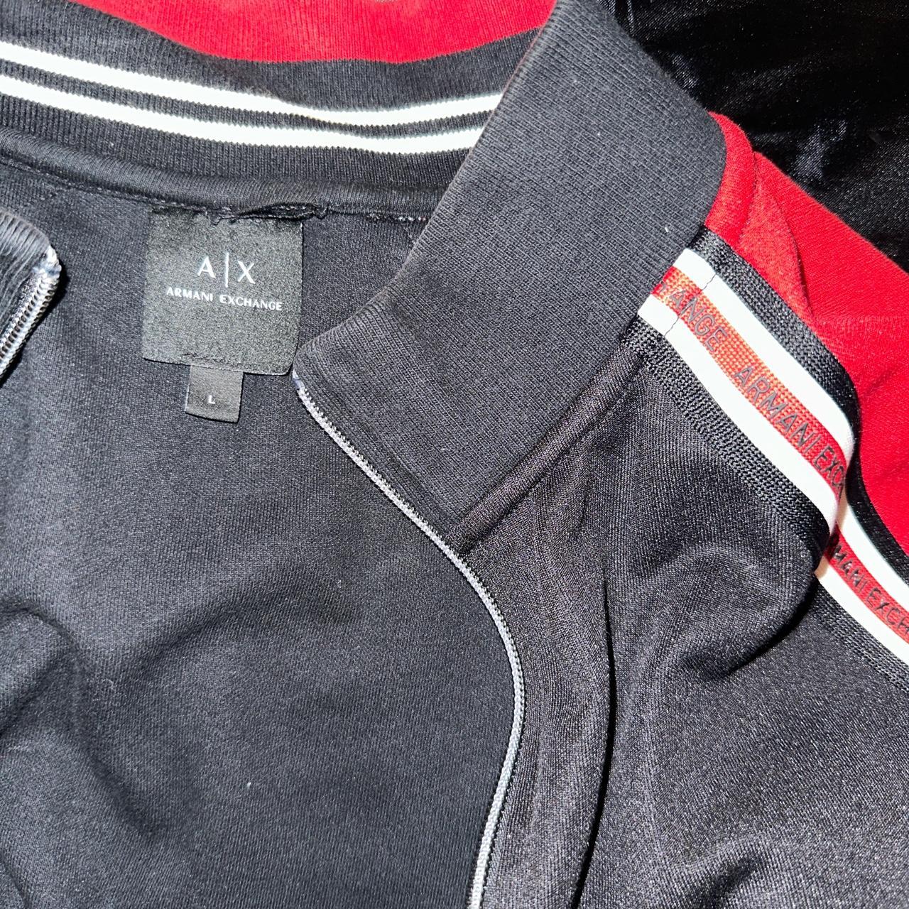 Black and Red Armani Exchange Jacket with White,... - Depop