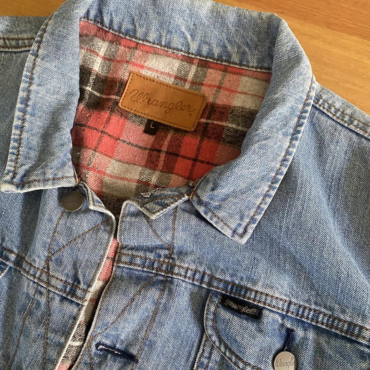 Wrangler flannel lined denim jacket. Excellent... - Depop