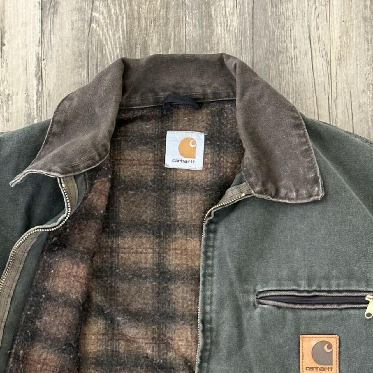 Carhartt Men's Grey and Green Jacket Vintage 90s... - Depop