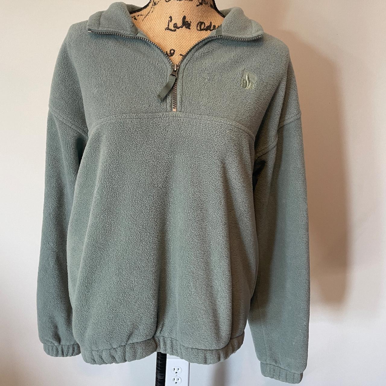Small teel fluffy half zip with pockets. - Depop