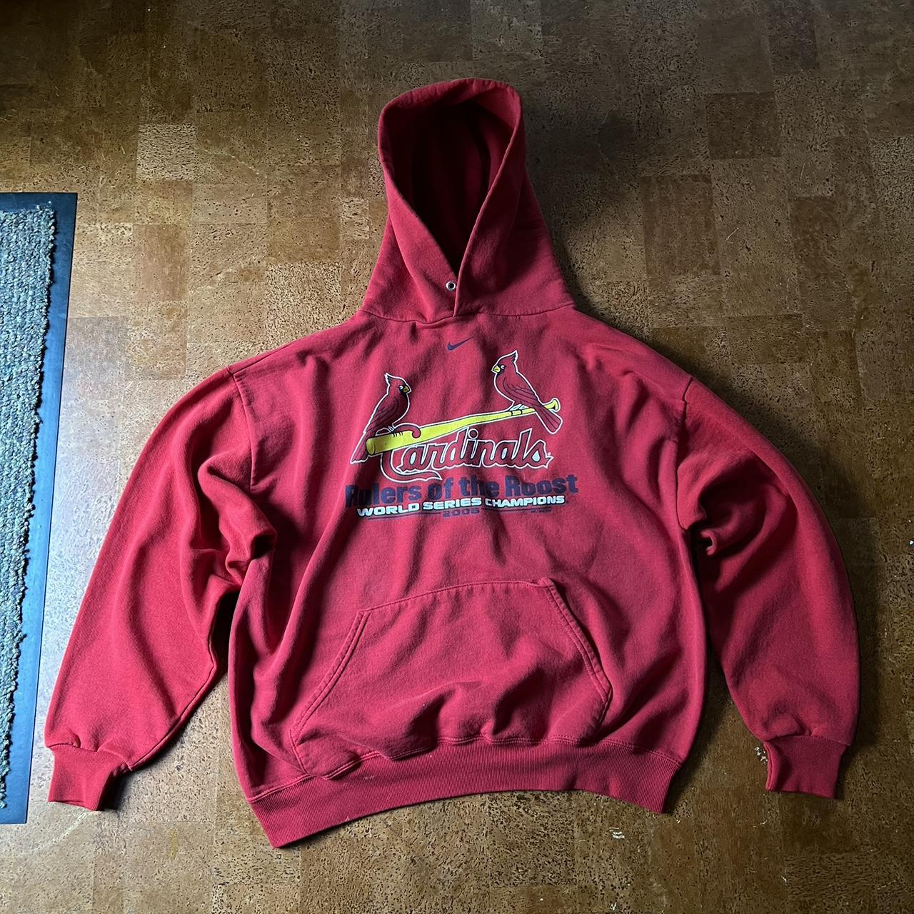 y2k red nike center swoosh cardinals world series... - Depop