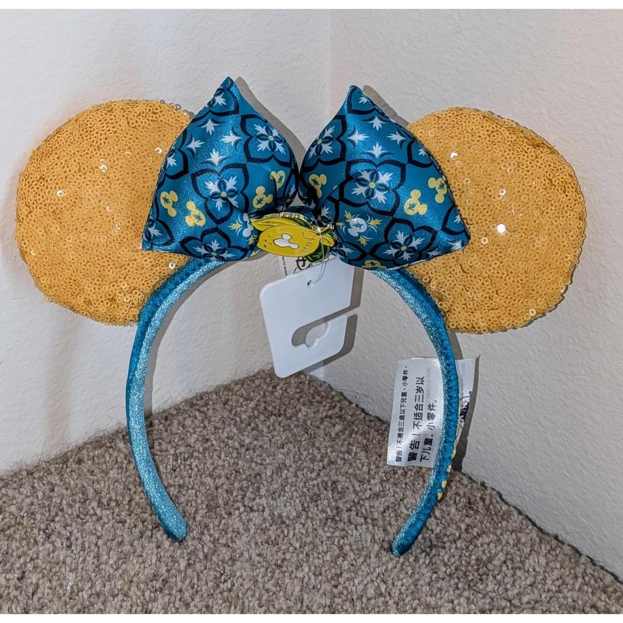 Disney Minnie Mouse Ears Italy Lemon Sequin Accents... | Depop