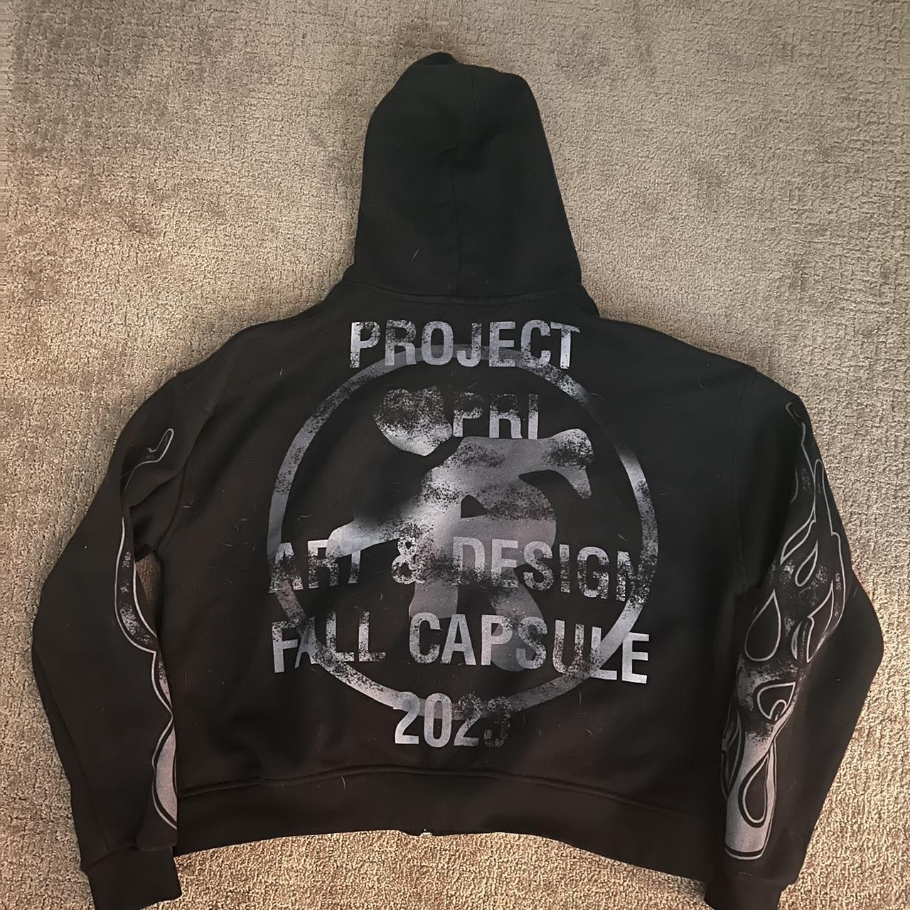 large project capri zip up hoodie black - Depop