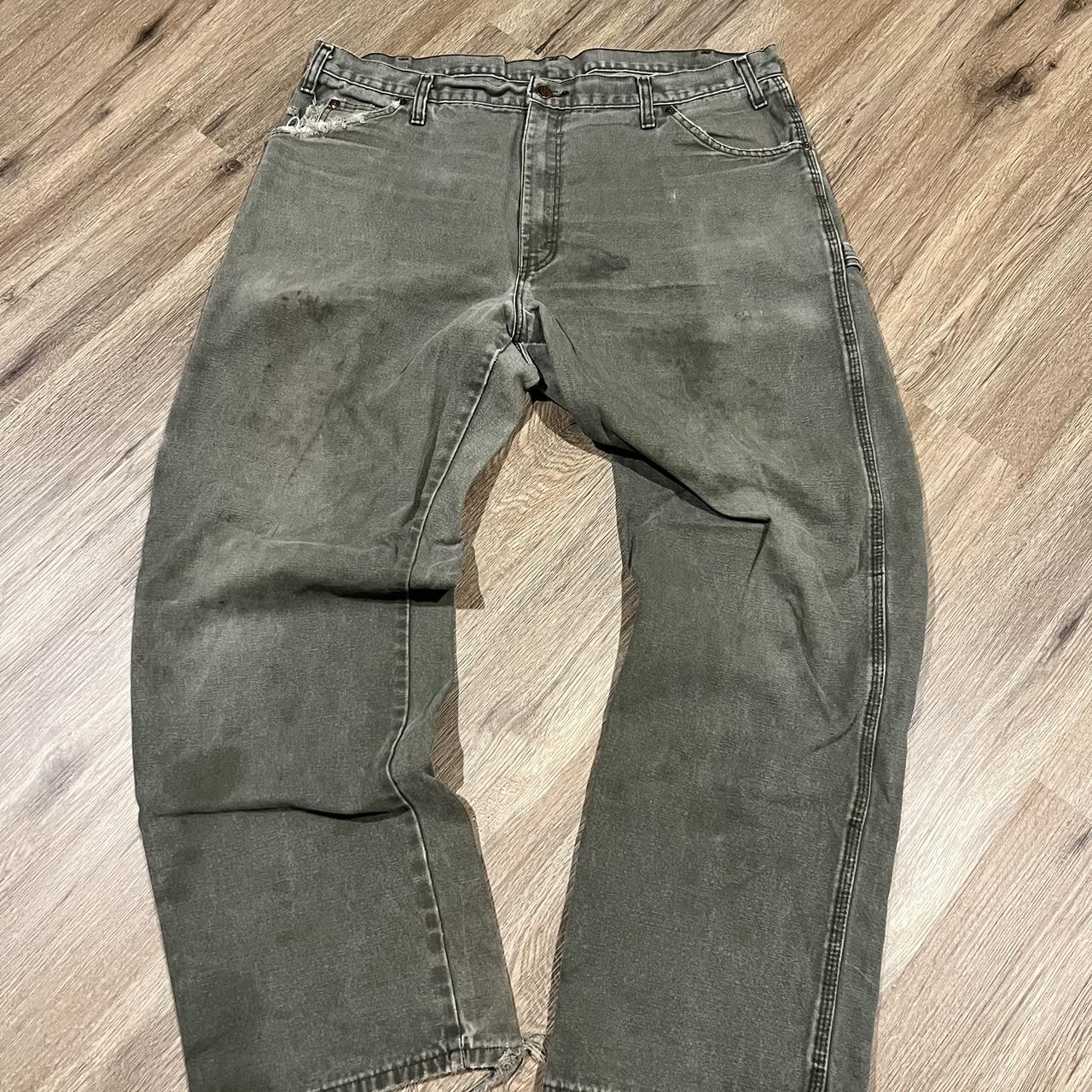 Green dickies carpenter pants size 40x32 - Depop