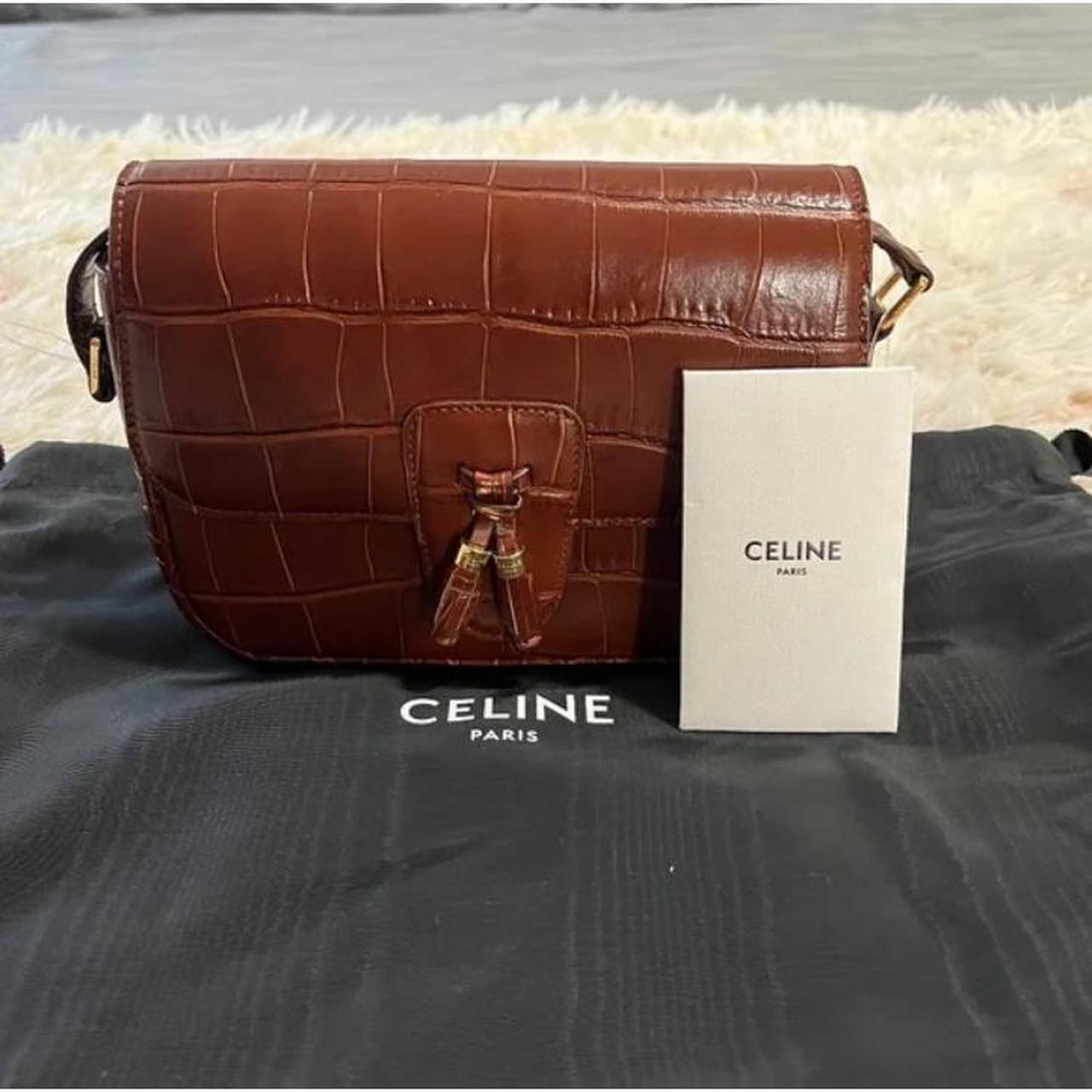 Vintage Celine Brown Croco Stamp Tassel Bag Medium ... - Depop