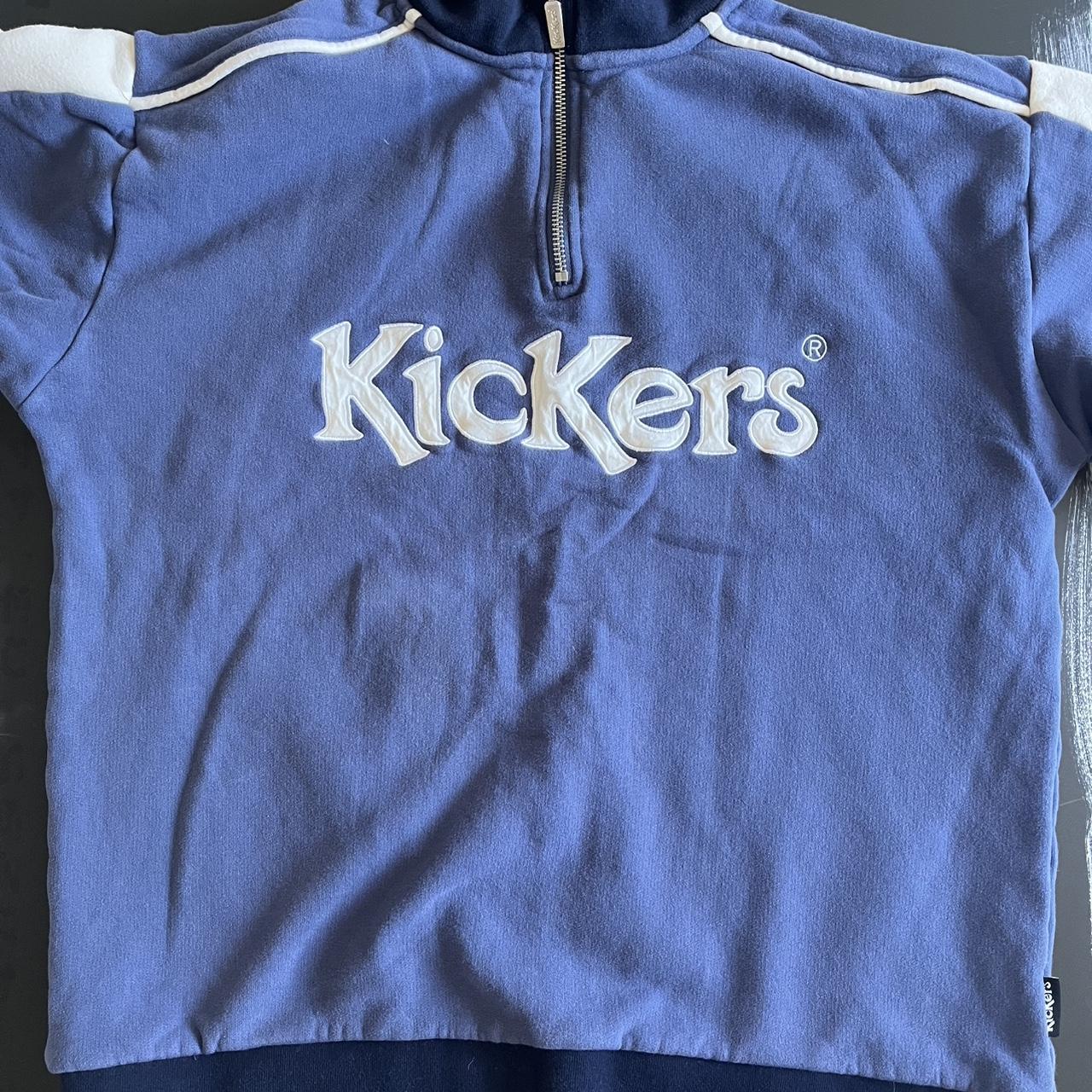 Kickers blue and white quarter zip jumper Size: S | Depop