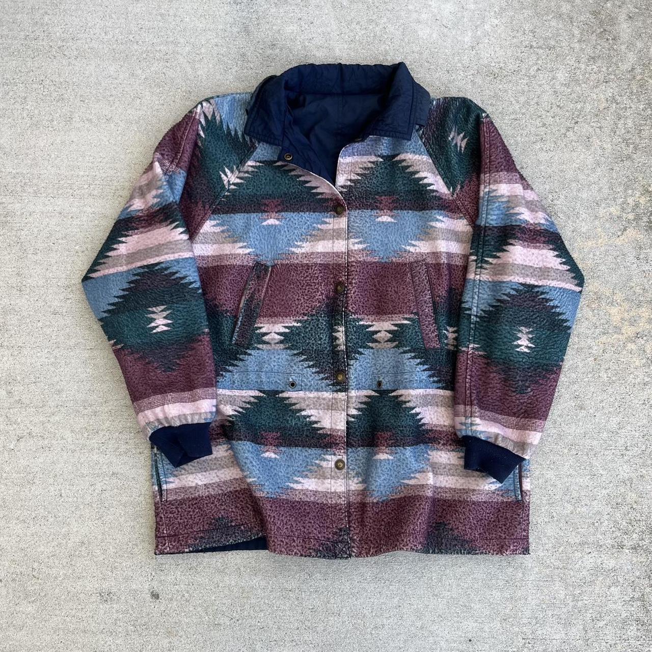 Vintage Aztec Fleece Jacket Size XL Great... - Depop