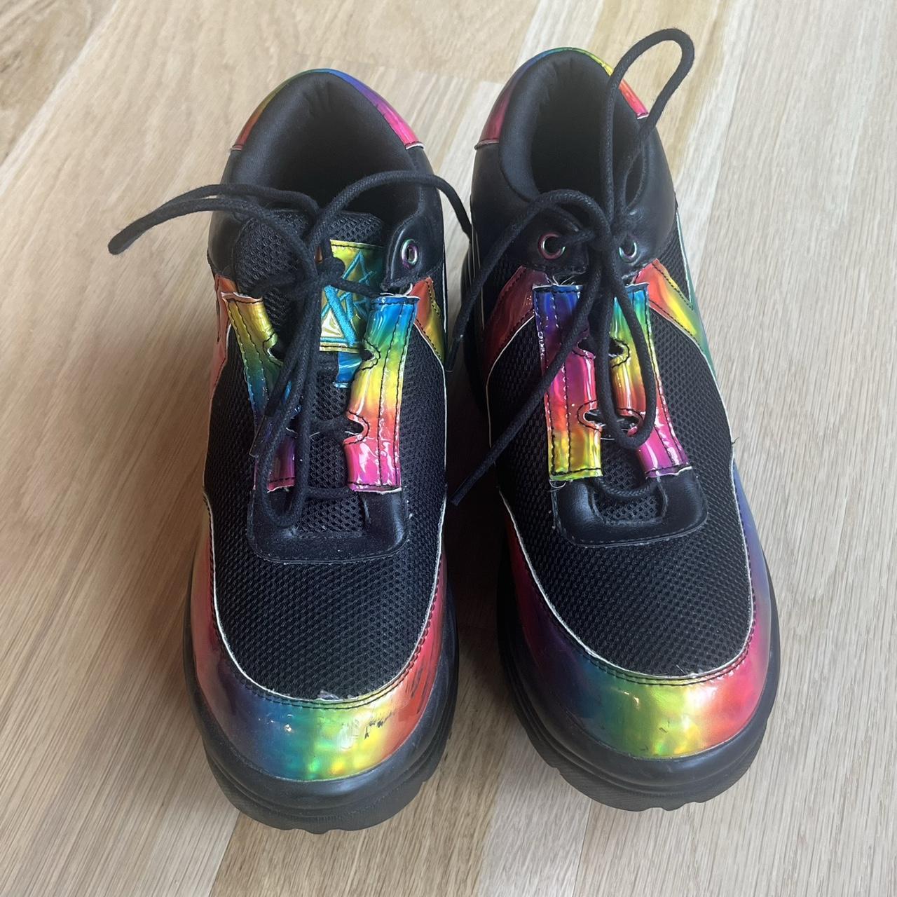 Rainbow chunky platform trainers from Dollskill with... - Depop
