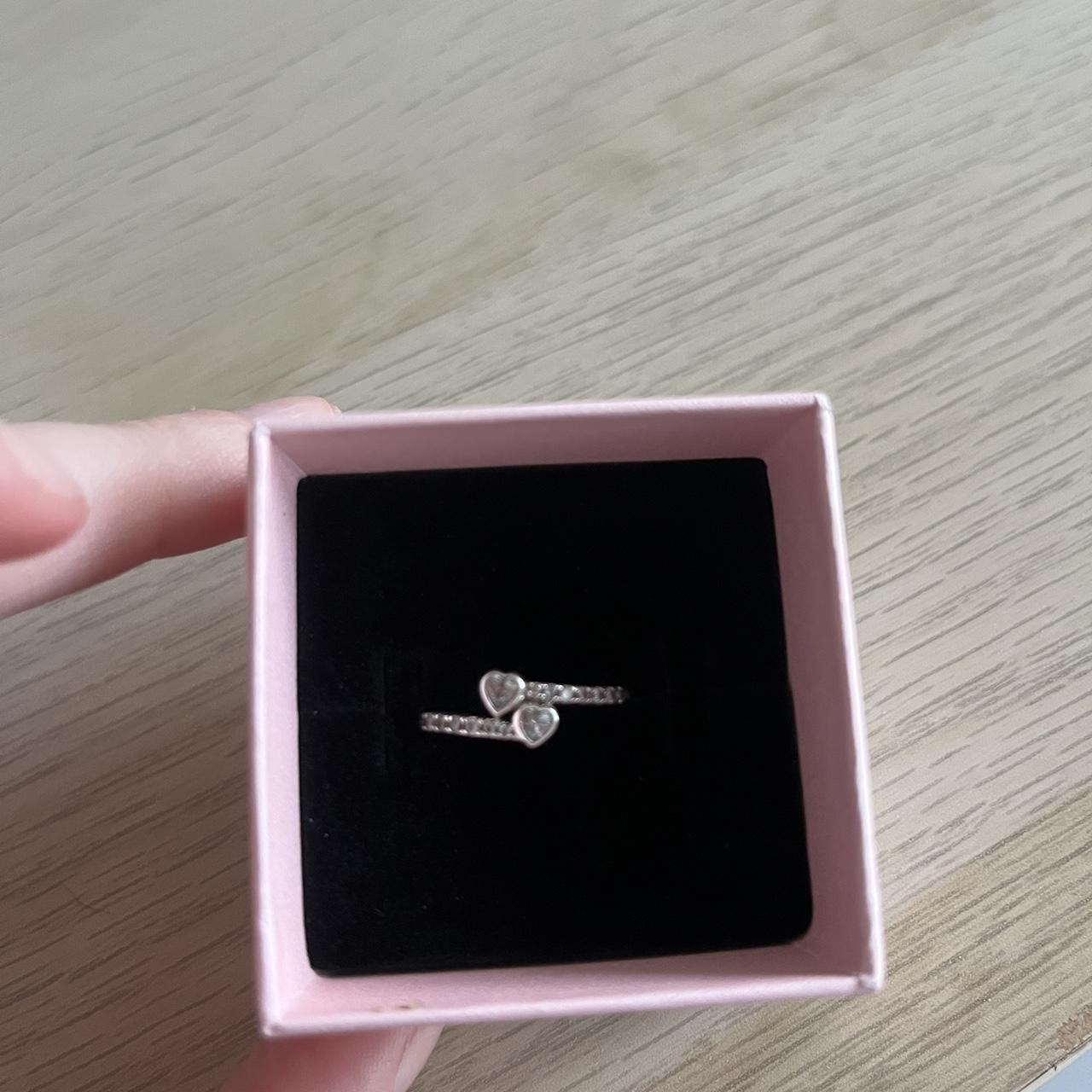 Pandora 2 hearts ring Size 56 - Depop
